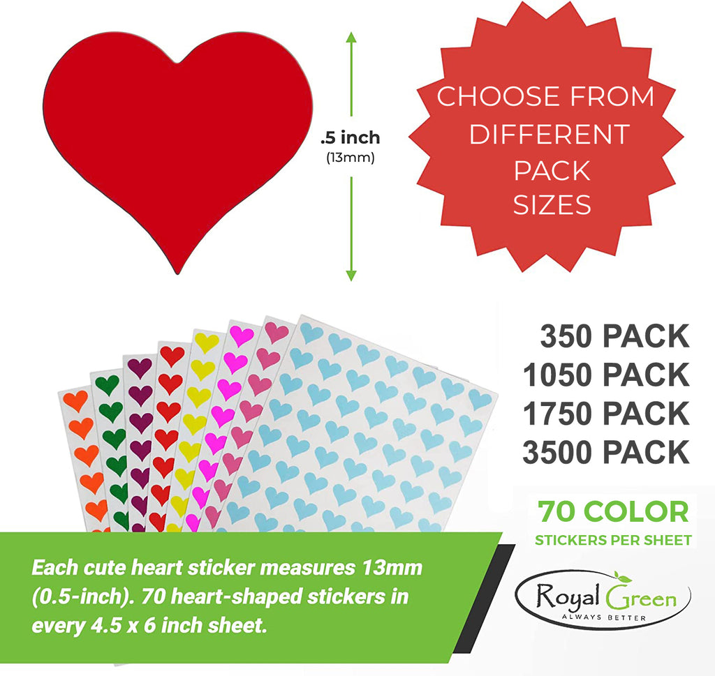 Color Heart Stickers 1/2" inch 13mm – Royal Green Market