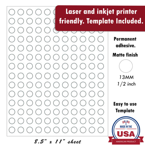 Colored Labels 1/2" 13mm White Printing Sticker Sheets Value Pack ...