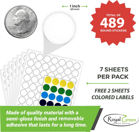 Printable Sticker Paper Sheets for Inkjet/Laser Printers 1" Inch White ...