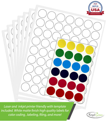 Printable Sticker Paper Sheets for Inkjet/Laser Printers 1" Inch White ...