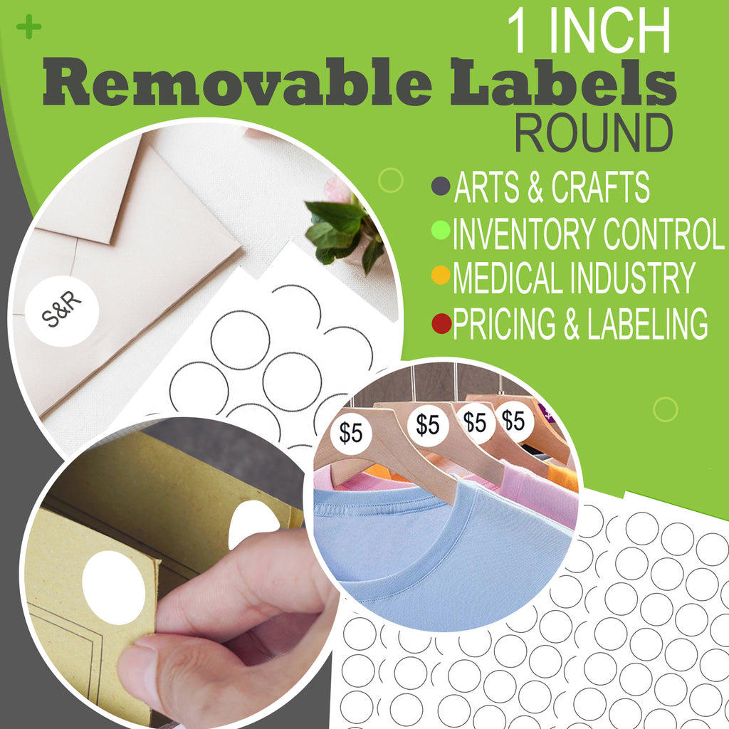 Printable Sticker Paper Sheets for Inkjet/Laser Printers 1" Inch White ...